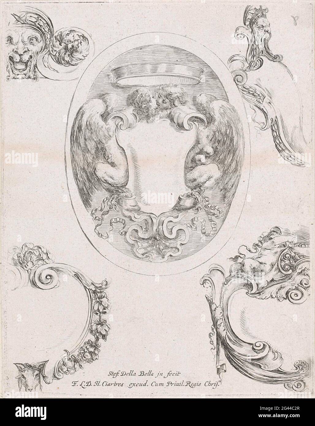 Four cartouches and a mask; Cartouches; Raccolta di Varii Cappricii. A ...
