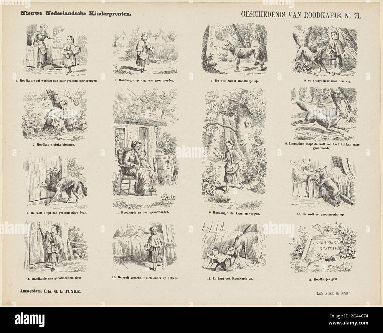 History of Little Red Riding Hood; New Dutch childrens prints. Leaf ...