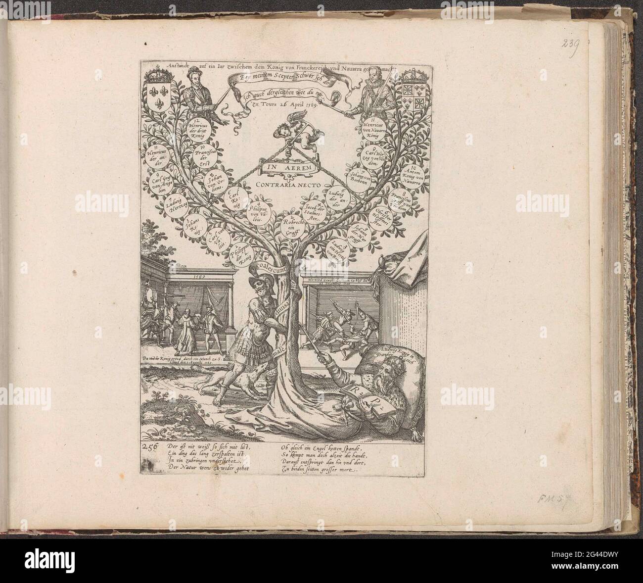 Family tree with branches of Valois and Bourbon, 1589; Annandt auf Ein ...