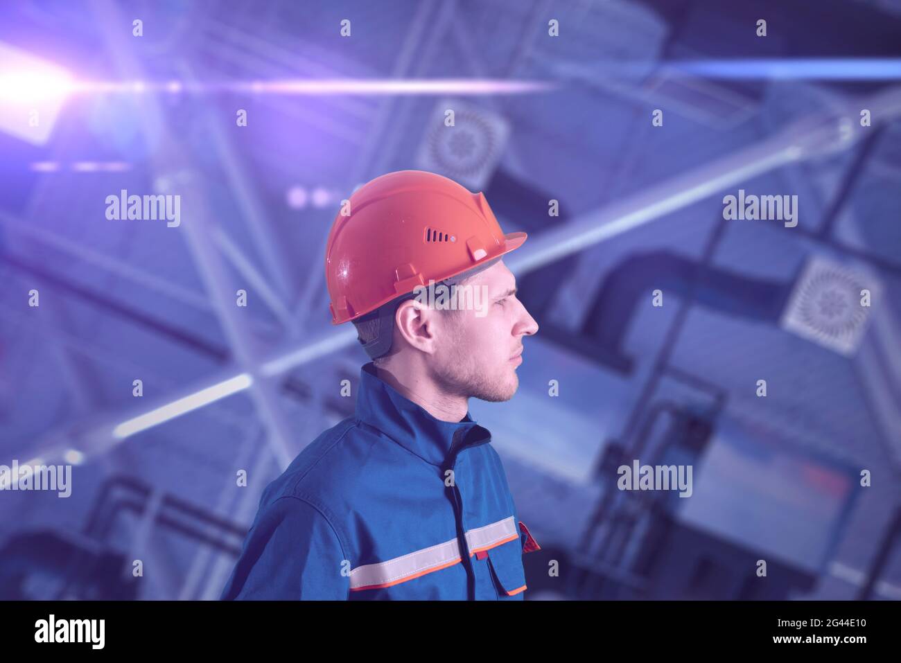 architect male personon the costruction site, industry technology Stock ...