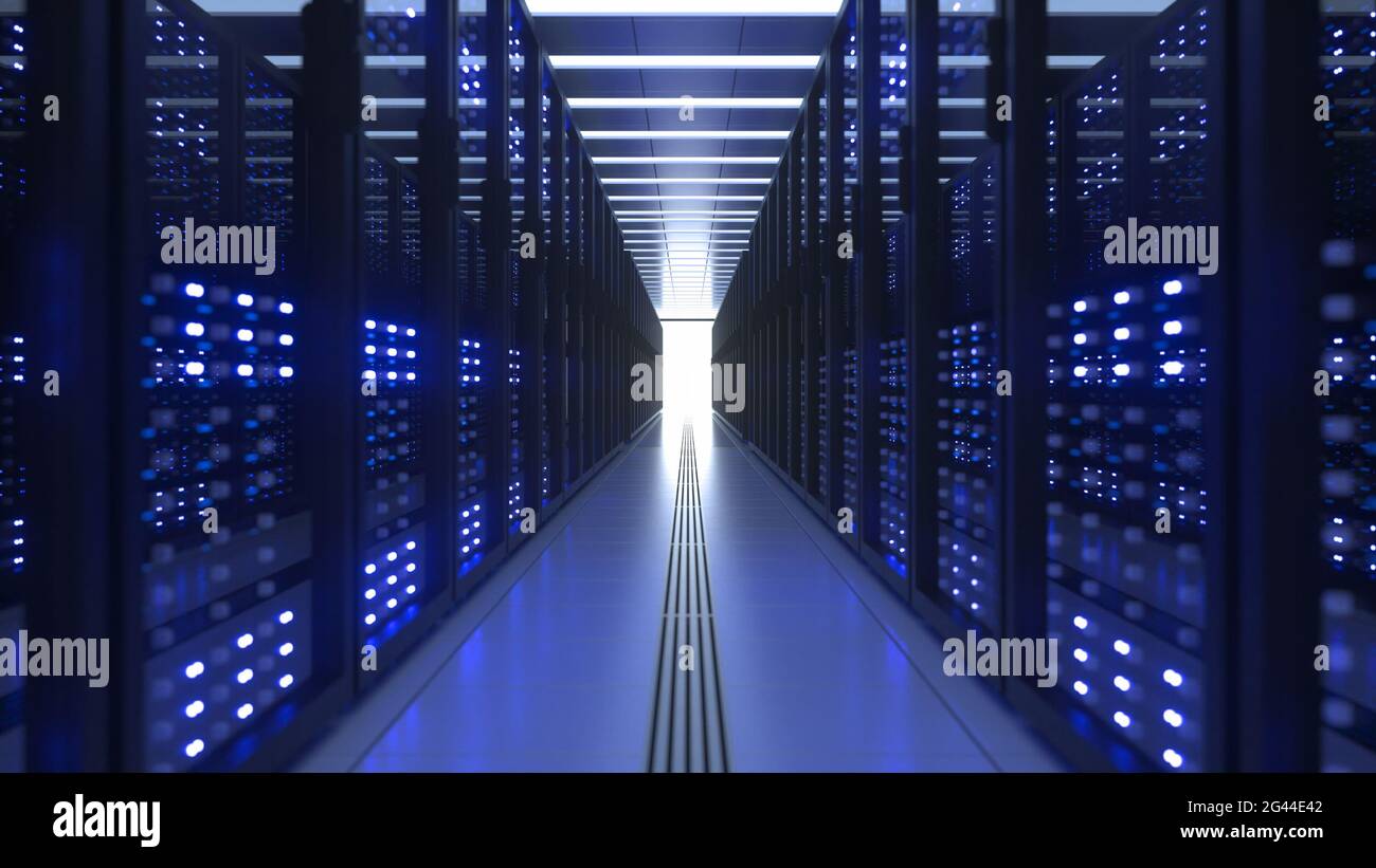 Data Center Computer Racks In Network Security Server Room ...