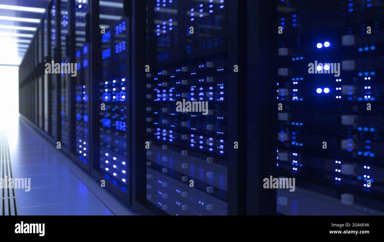 Data Center Computer Racks In Network Security Server Room ...