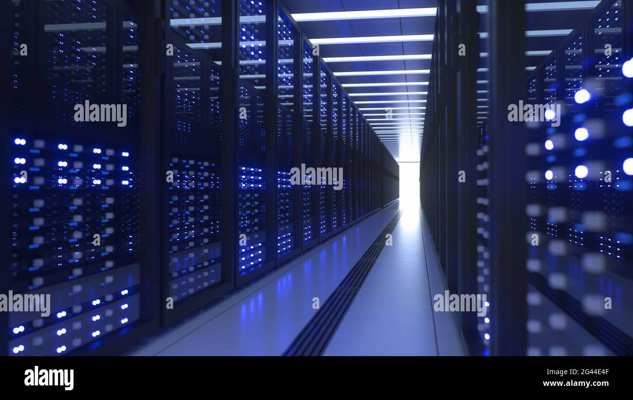 Data Center Computer Racks In Network Security Server Room ...
