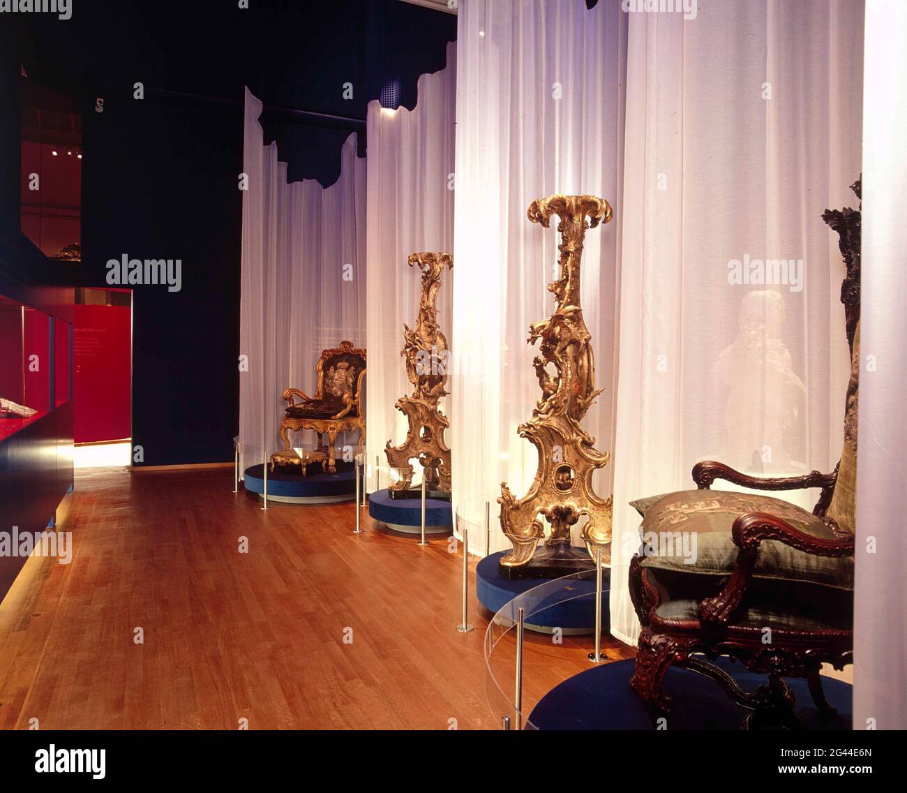 Room with candlesticks and chairs; Exhibition Rococo, the Netherlands ...