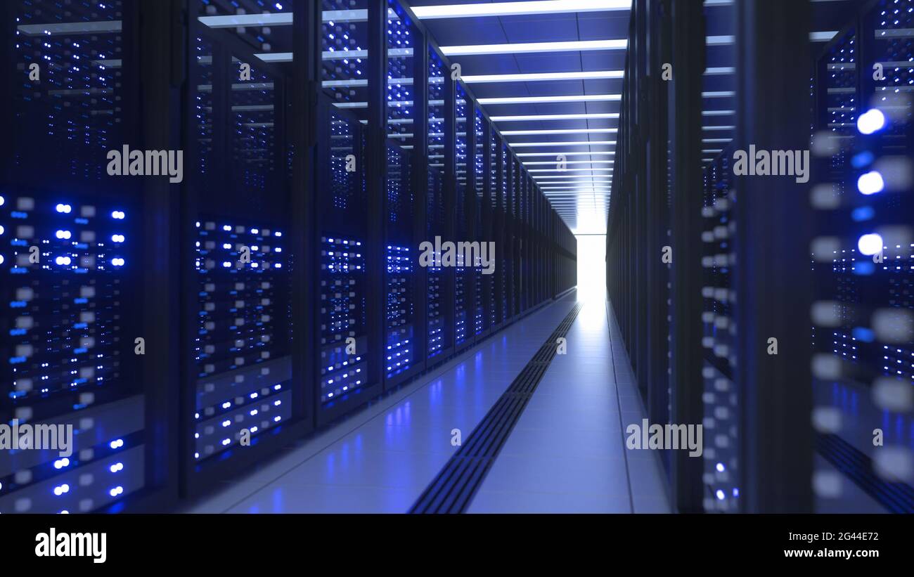 Data Center Computer Racks In Network Security Server Room ...