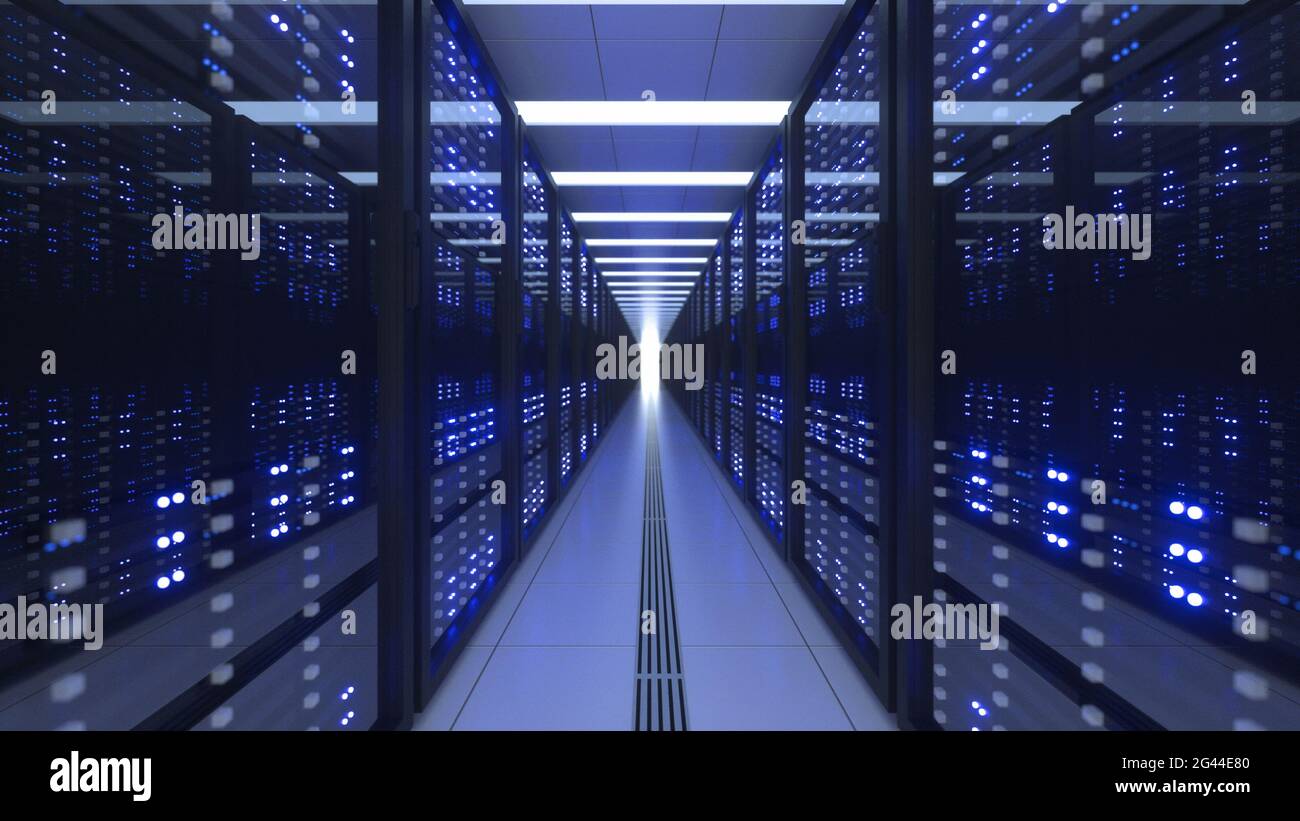 Data Center Computer Racks In Network Security Server Room ...