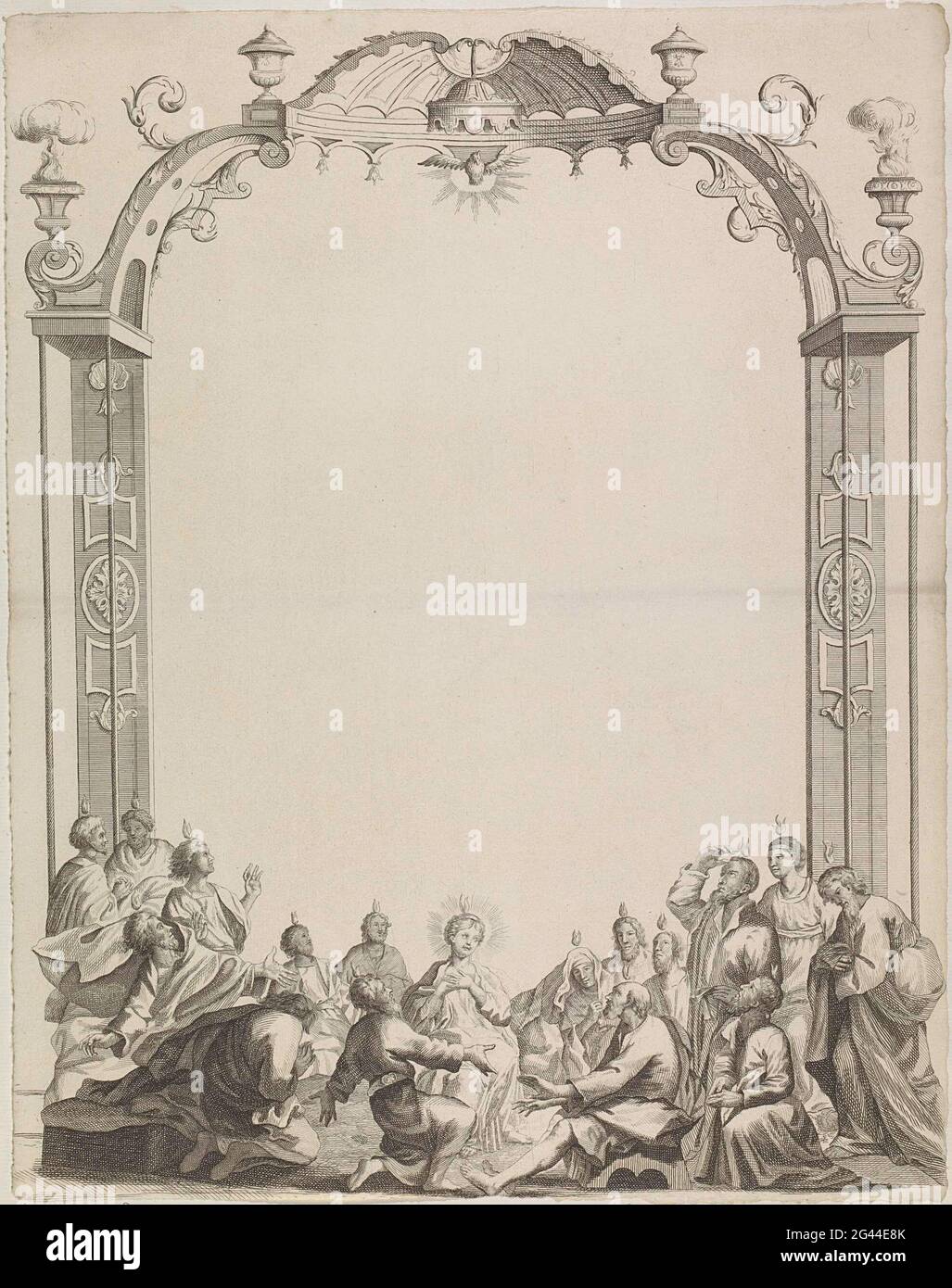 Greeting letter with the needle falling of the Holy Spirit. Call letter ...