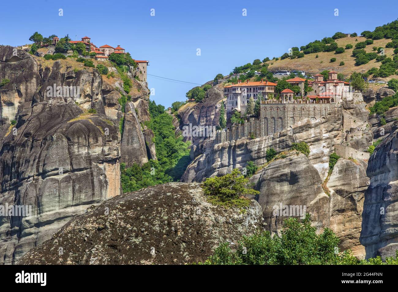 Monastery of Varlaam and Great Meteoron in Meteora, Greece Stock Photo ...