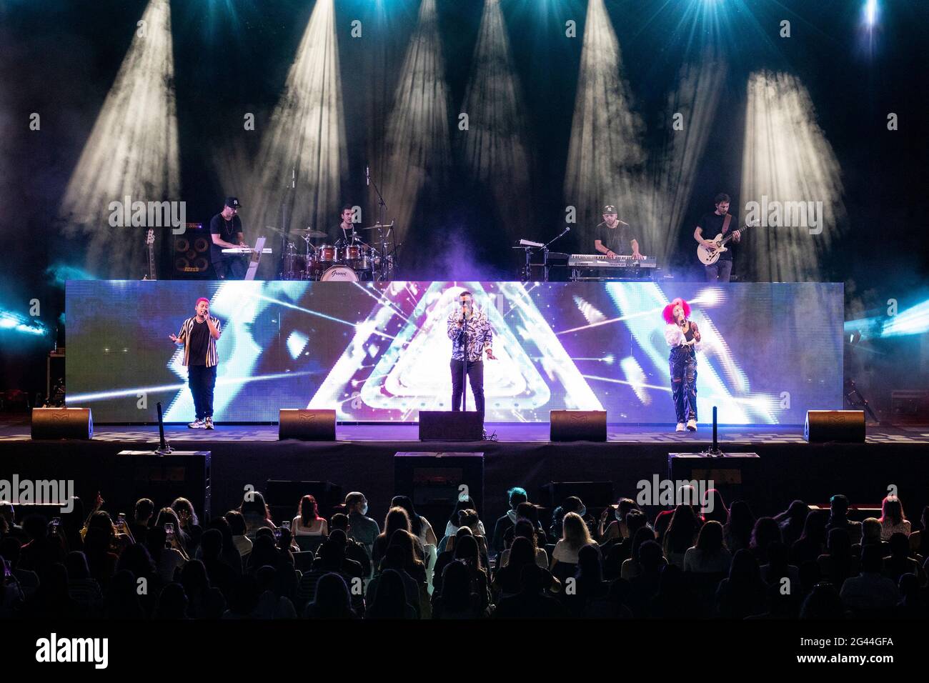 Porto, Portugal. 18th June, 2021. Angolan singer Anselmo Ralph (C ...