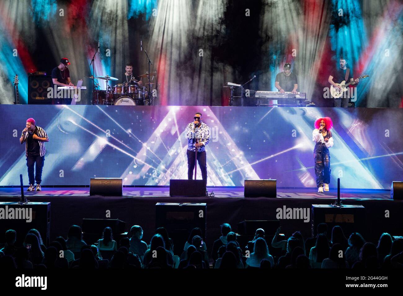 Porto, Portugal. 18th June, 2021. Angolan singer Anselmo Ralph (C ...