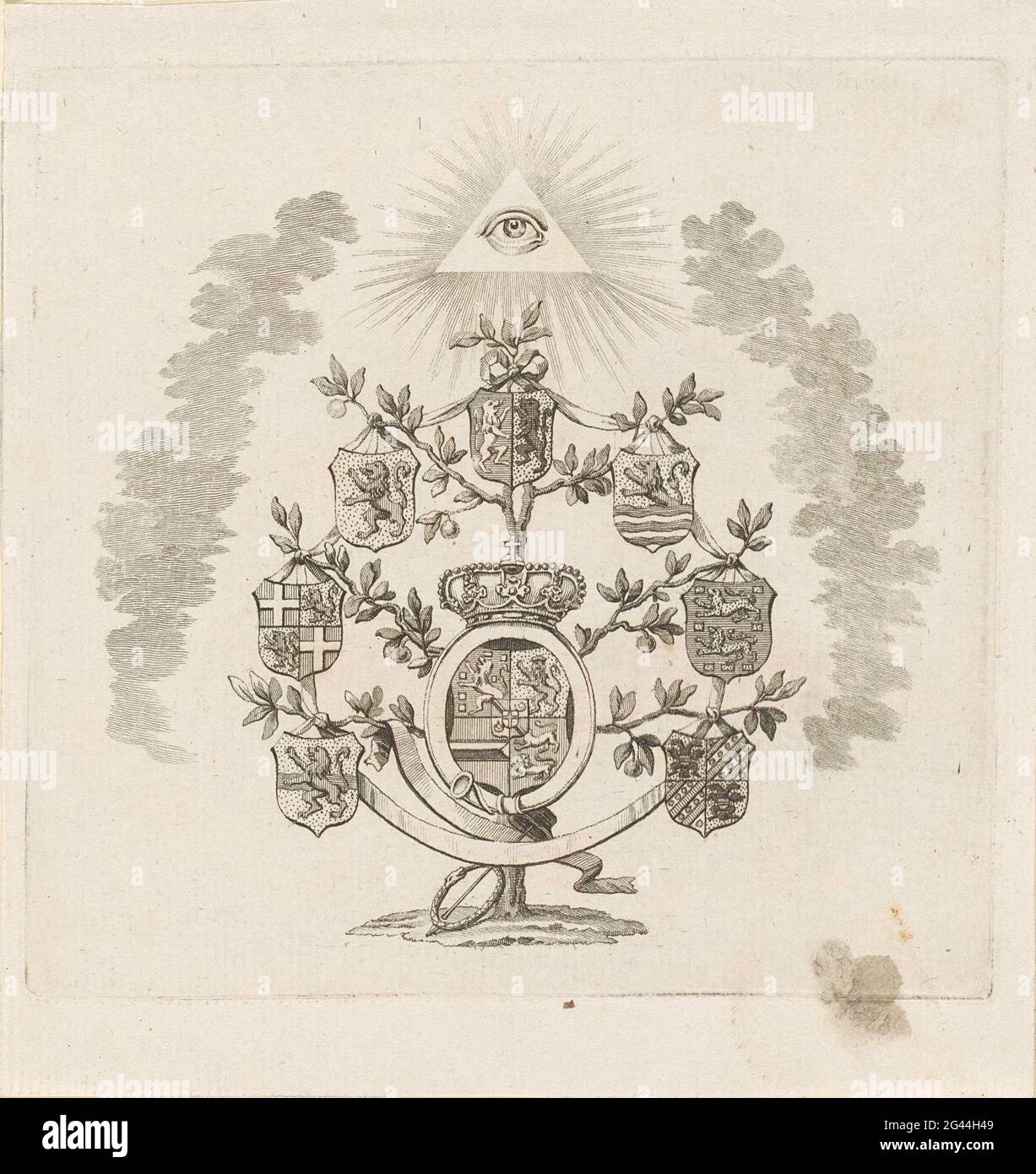 The orange tree with weapons of Willem V, Prince of Orange-Nassau, and ...