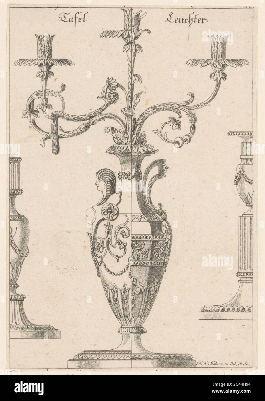 Candlesticks and girandole; Design of silverware; Dessseins the ...
