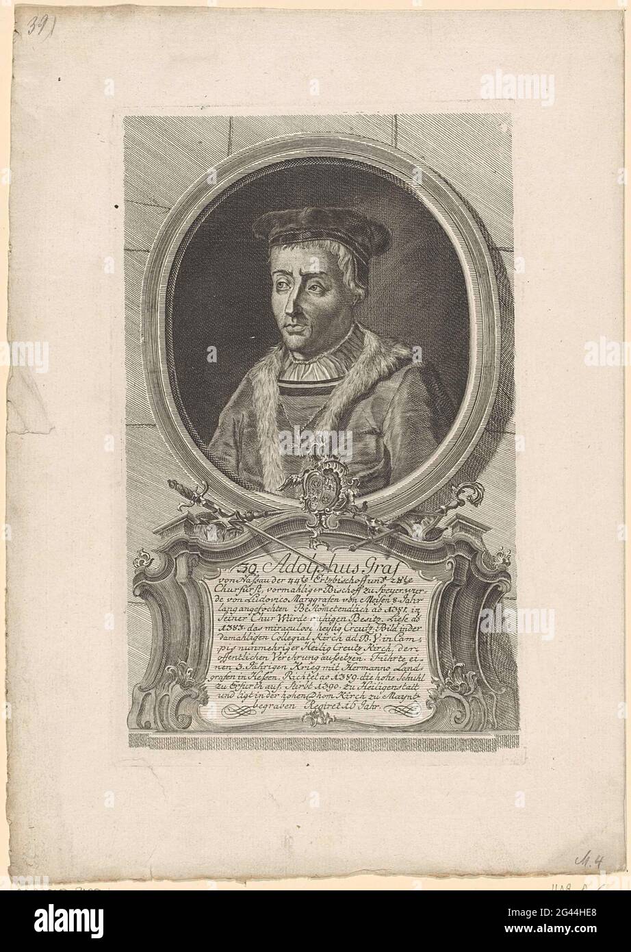 Portrait of Nassau Adolf. Portrait of Adolf in an oval. There around a ...