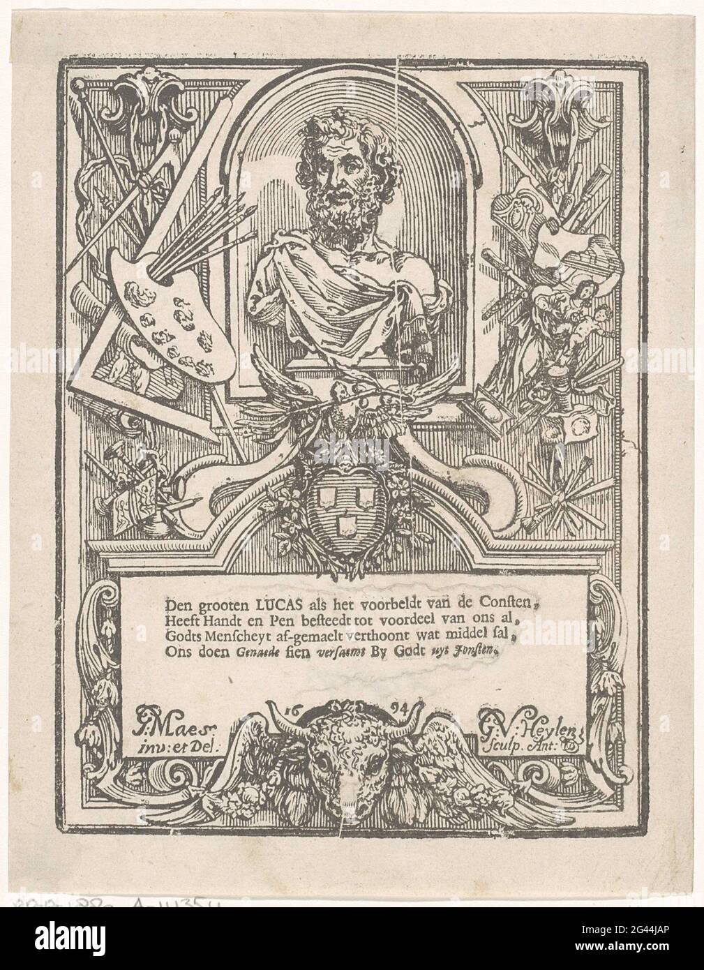 Bust of the Saint Lucas. Bust of the Saint Lucas under a bar. Several ...