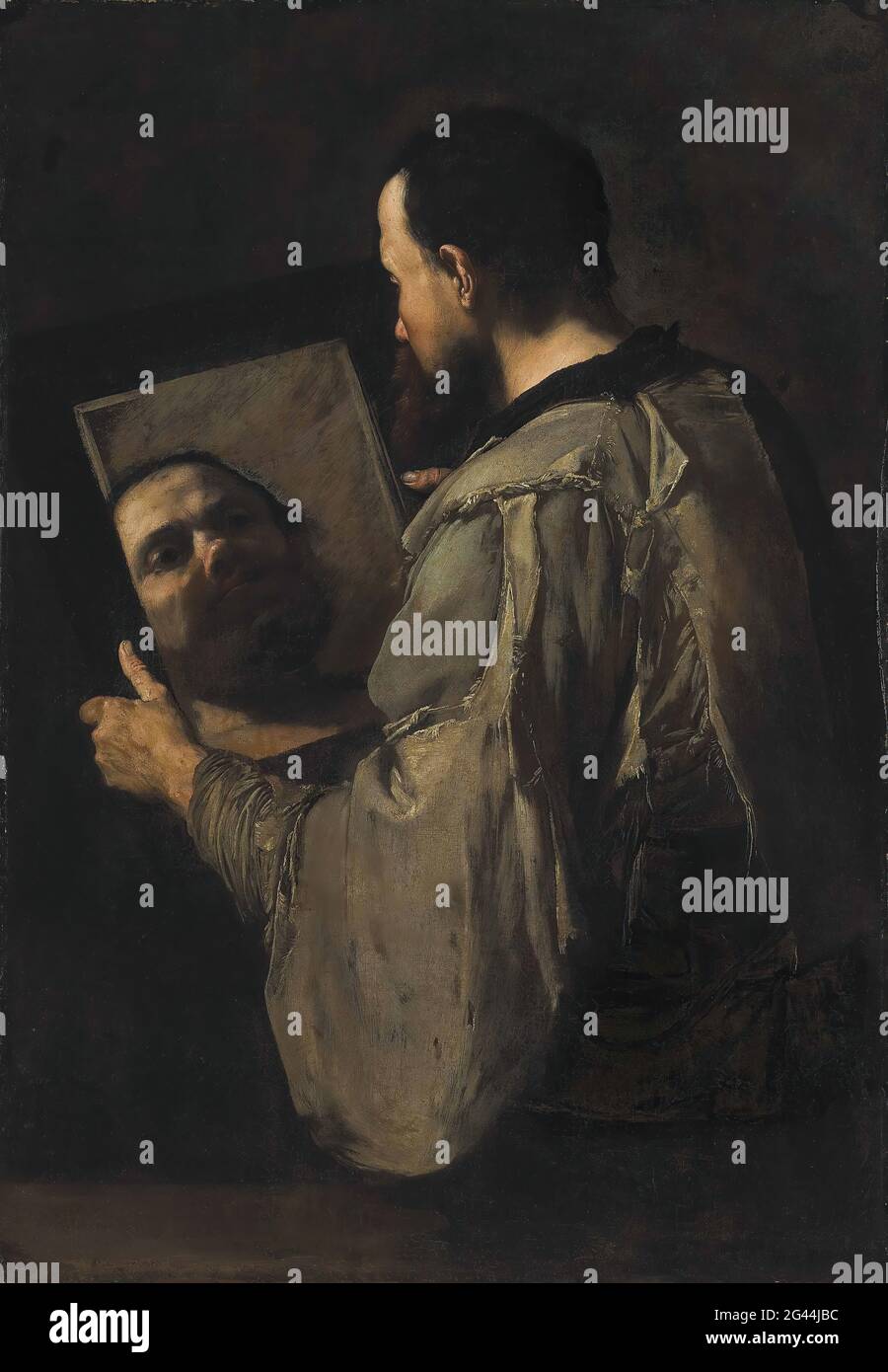 Jusepe De Ribera - a Philosopher Holding a Mirror Stock Photo - Alamy