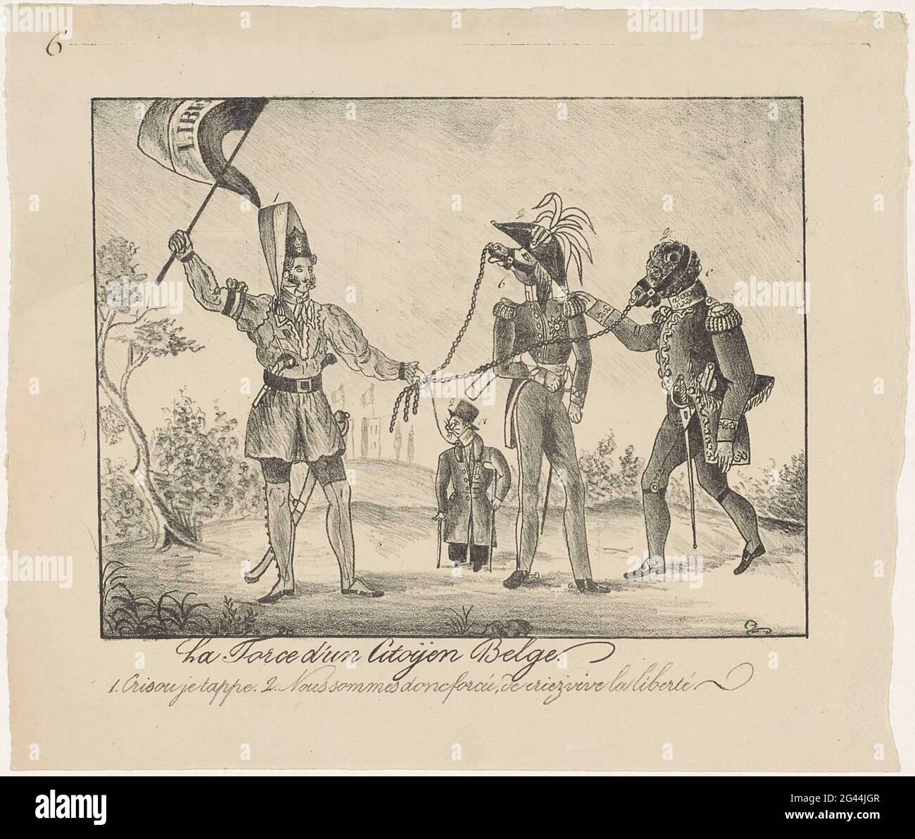 Rebellious Belgian keeps the Dutch on the chain, 1830; La Force d'Un ...