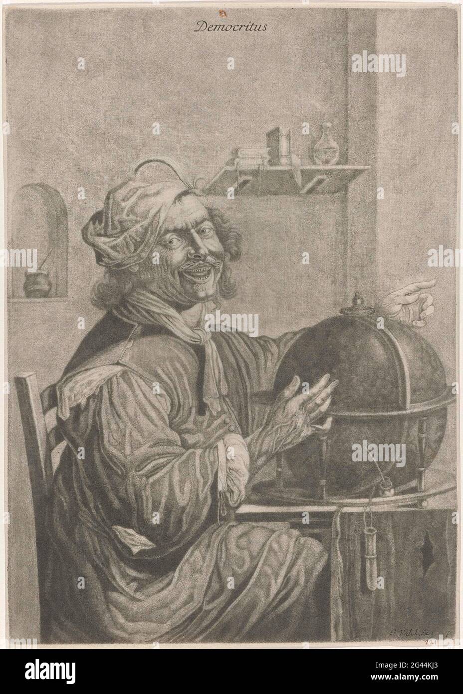 Democritus laughs. The Greek philosopher Democritus is in his office ...