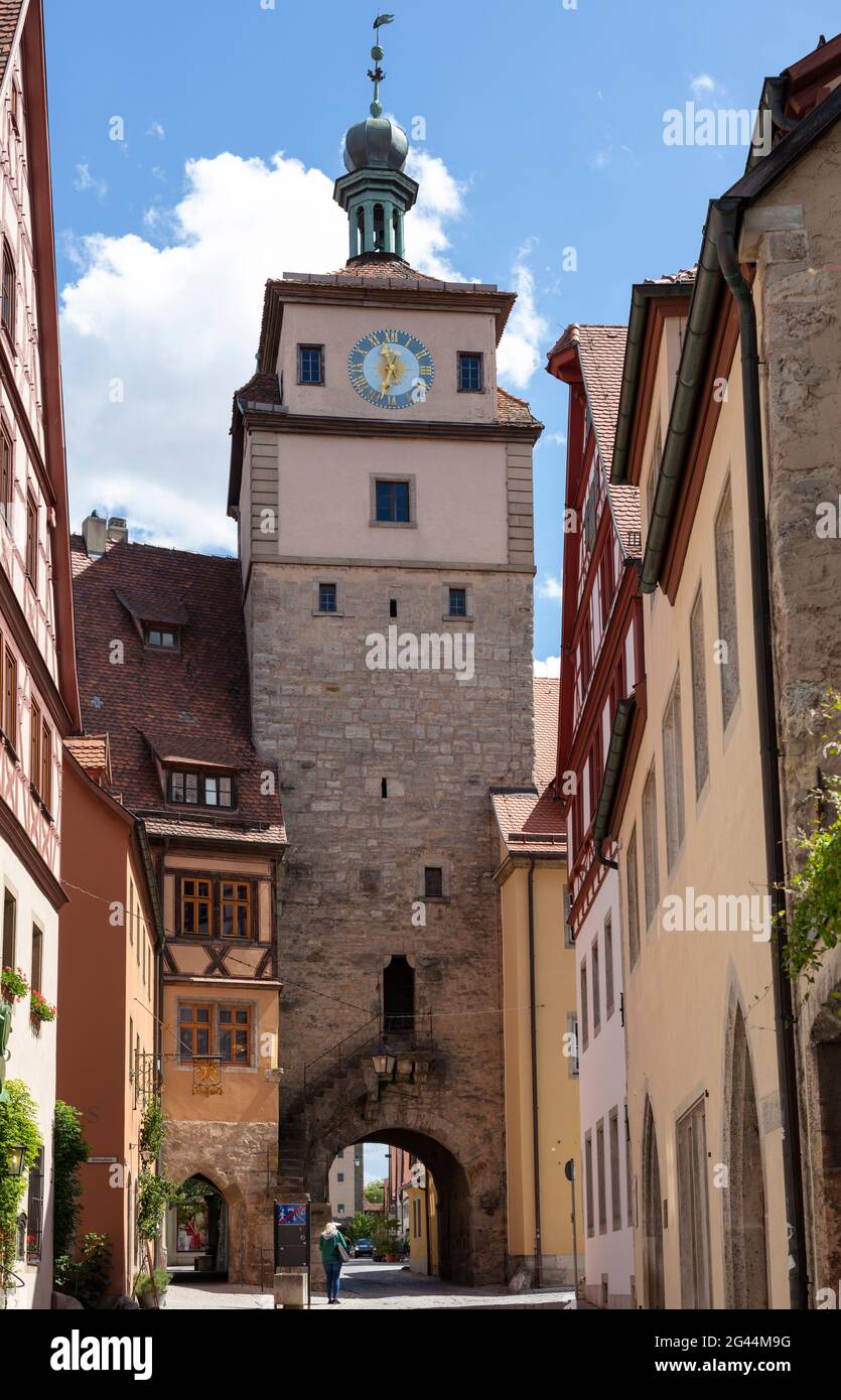White Tower (city gate) in Rothenburg ob der Tauber, Middle Franconia ...