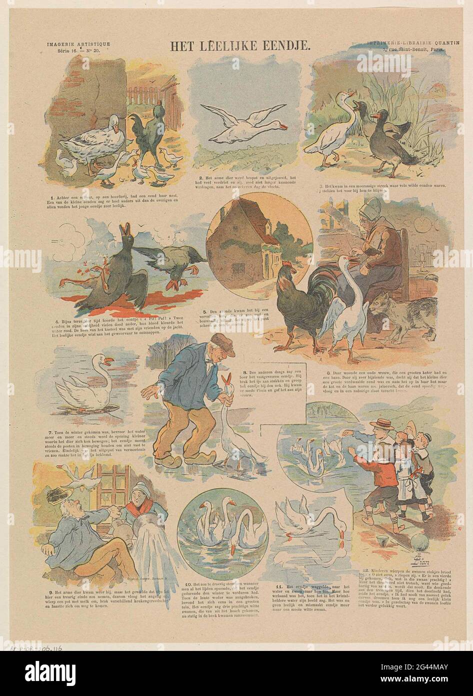 The fearful duckling; Imagerie Artistique / Série 16. Sheet with 12 ...