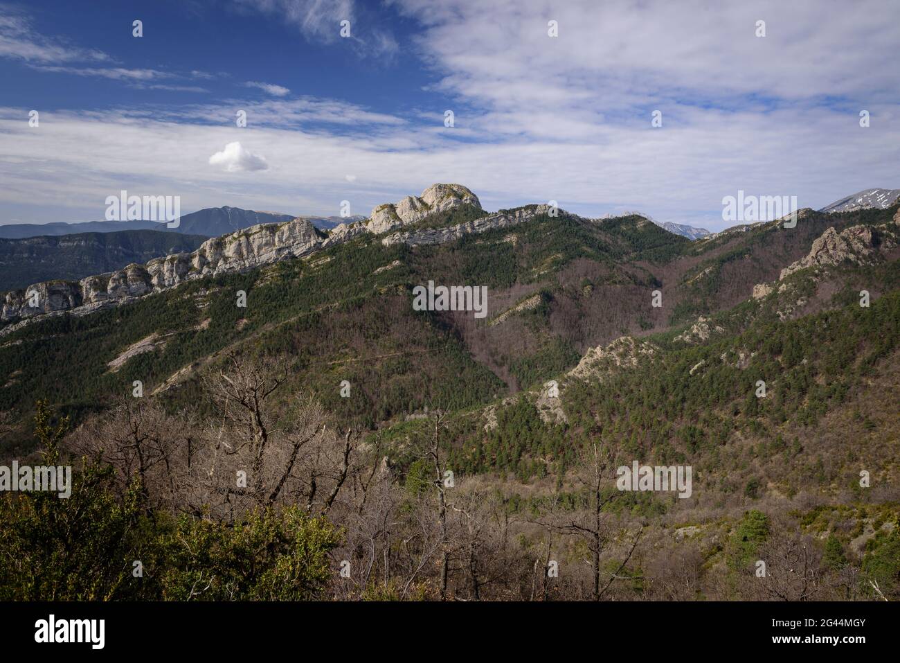 Moixeró mountain seen from the path up to the summit of Penyes Altes ...