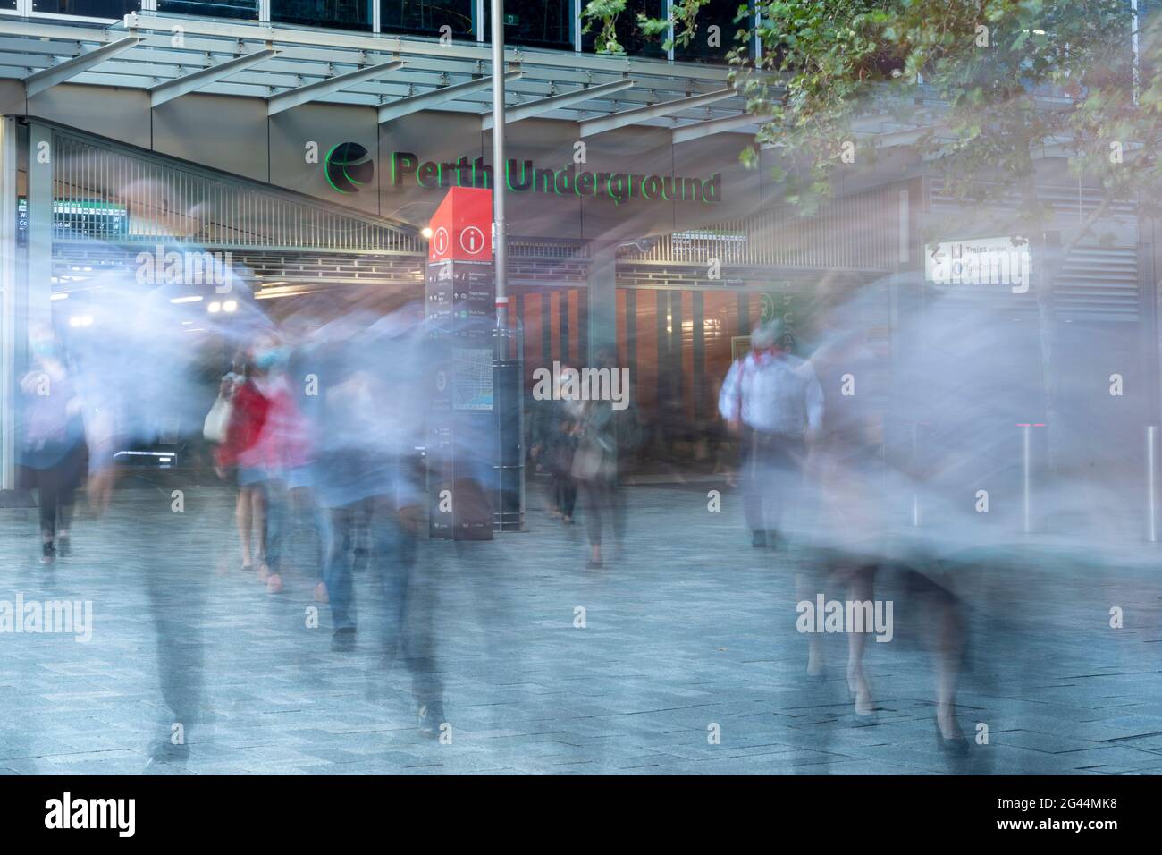 Rush-hour crowds leave Perth's underground train station Stock Photo ...