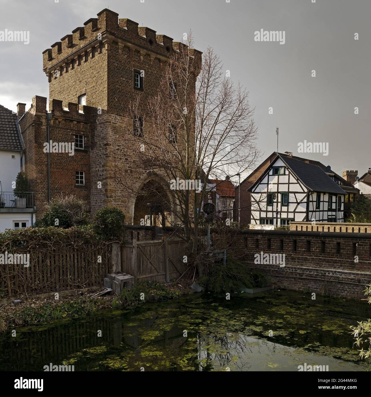 Bonner Tor with city moat, Lechernich city fortifications, Erftstadt ...