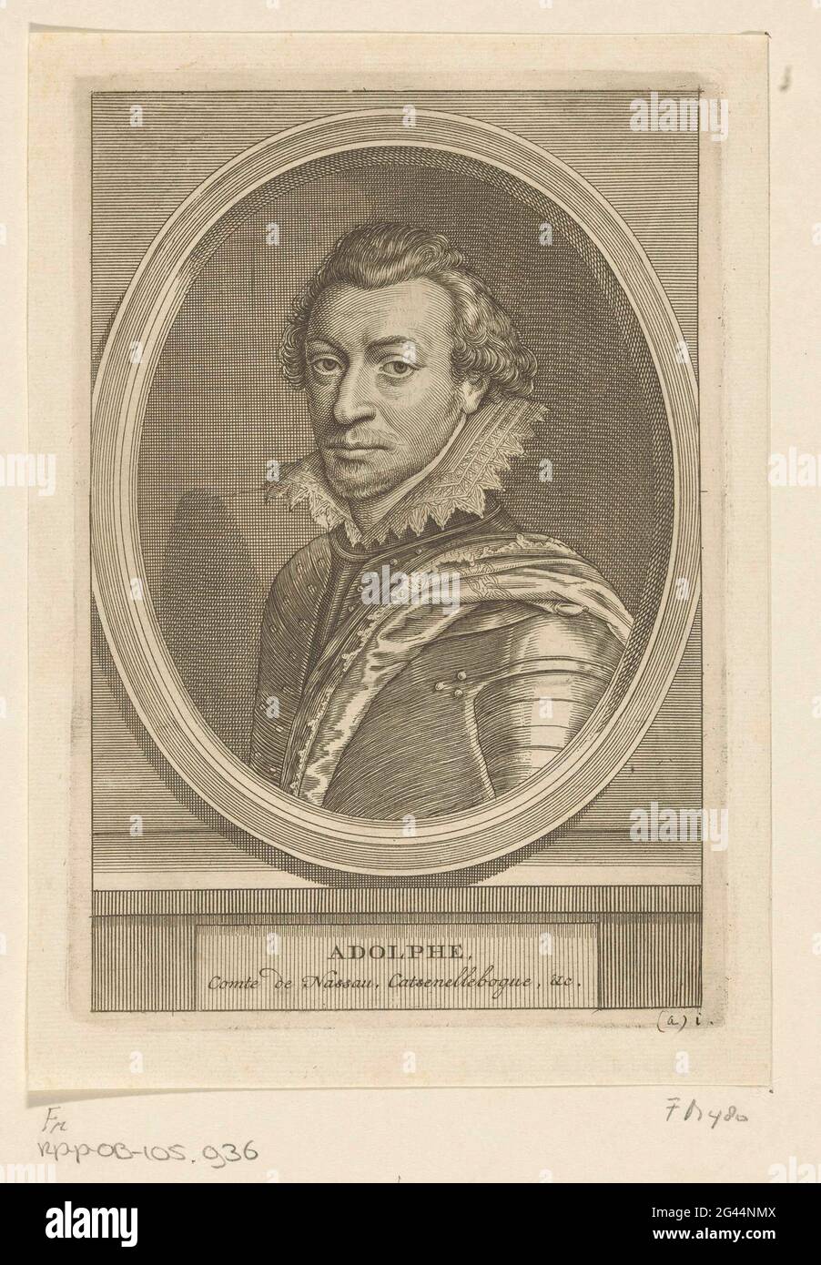 Portrait of Adolf, Count of Nassau Siegen. Portrait of Adolf in an oval ...