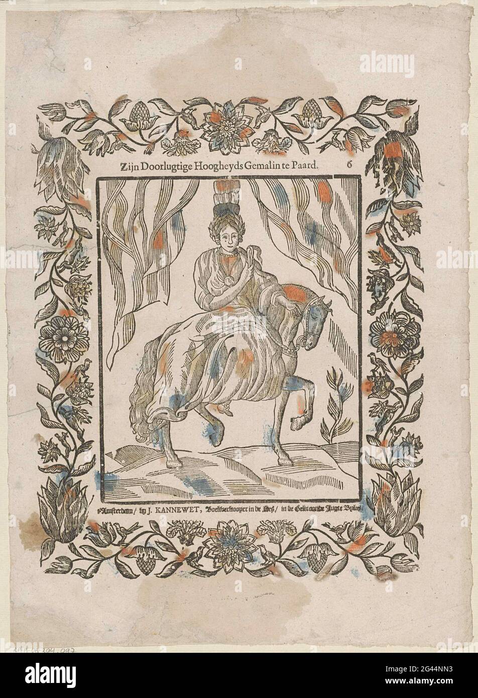 His crowded Hoogheyds Gemalin on horseback. Portrait of Wilhelmina of ...