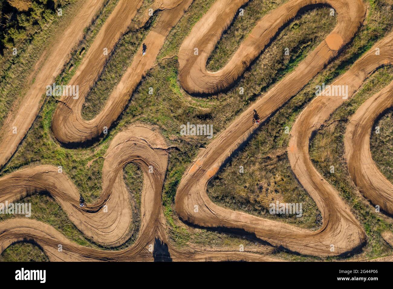 Overhead aerial view of the Cal Teuler motocross circuit, with the ...