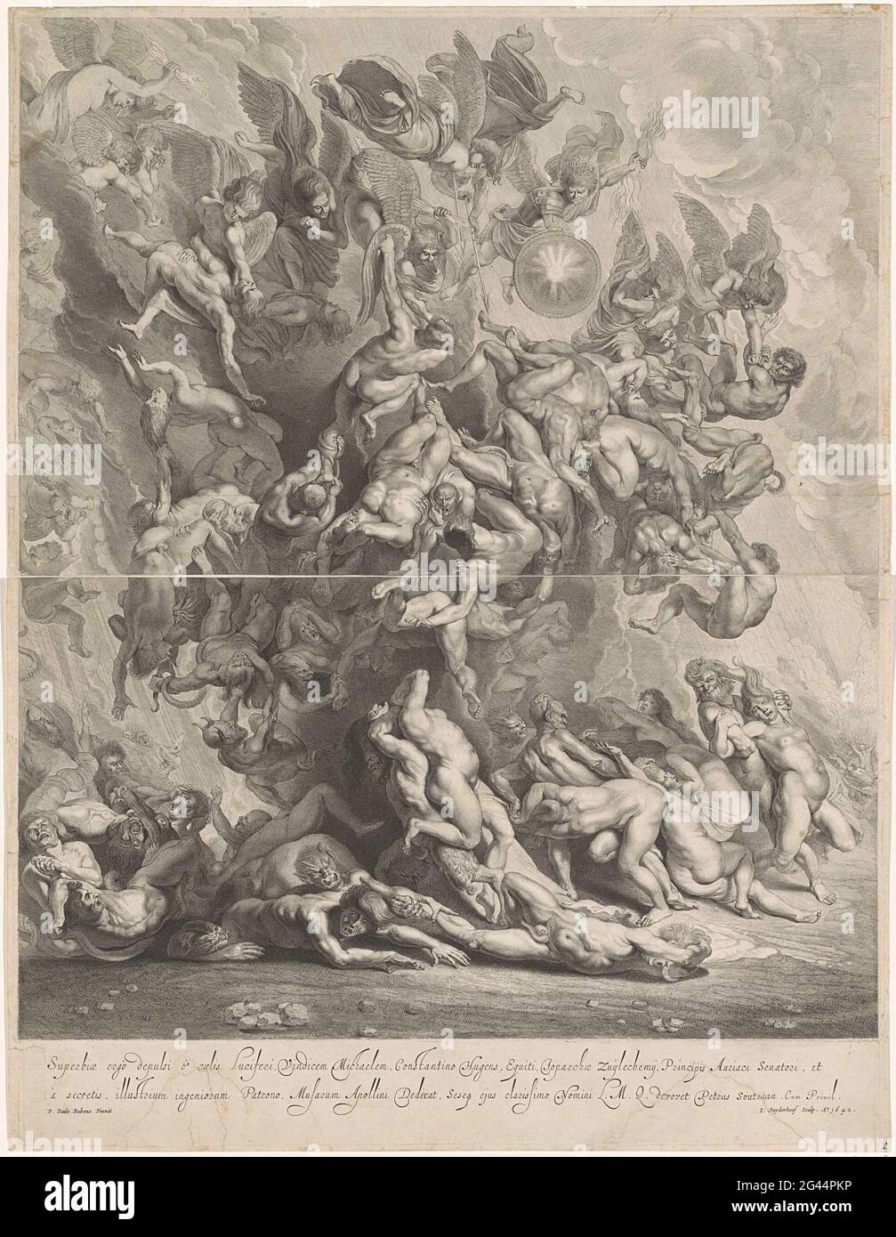 Fall Of The Damned Angels Throw The Damned In Hell Presentation Consisting Of Two Parts Stock