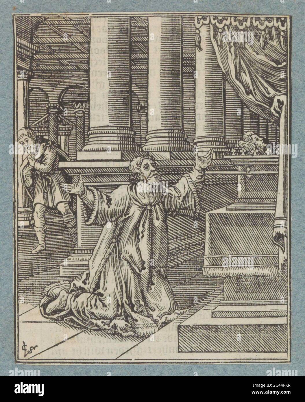 Davids repentance and punishment. David kneels full of repentance and ...