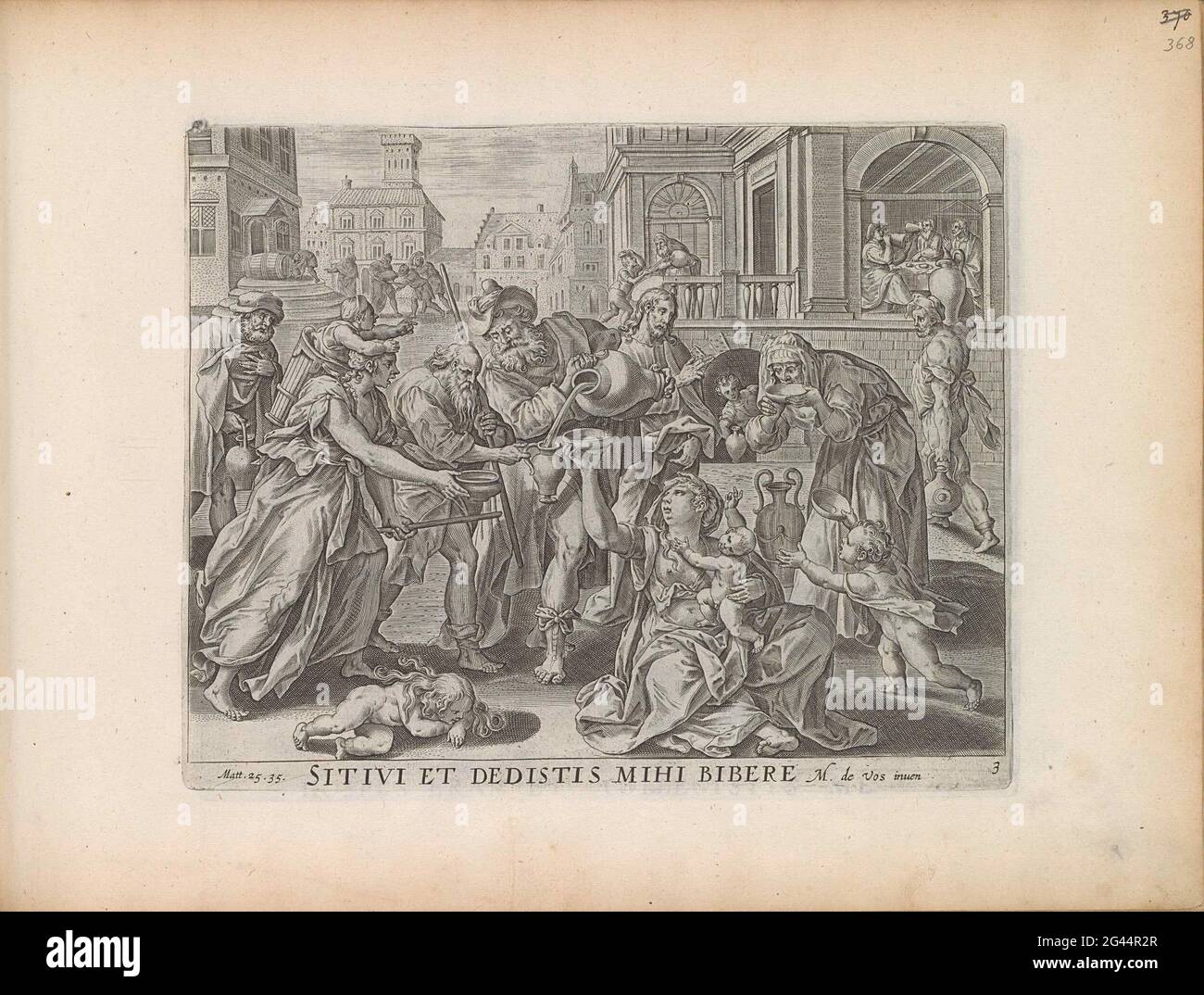 Give thirsty drinking; Seven works of mercy; Theatrum Biblicum Hoc Est ...