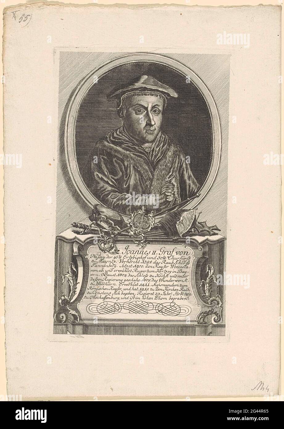 Portrait of Johan II from Nassau. Portrait of Johan II in an oval ...