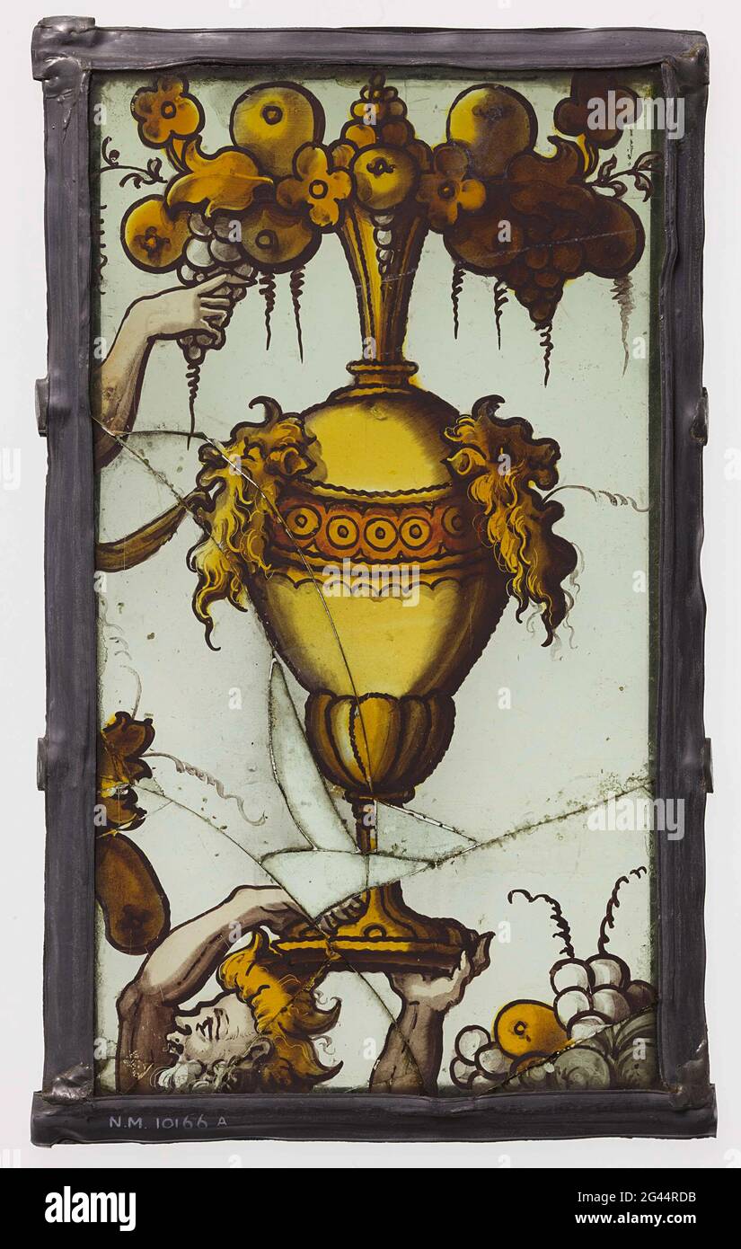 Square with a yellow flower vase, worn by a Satyr. Square with a yellow ...