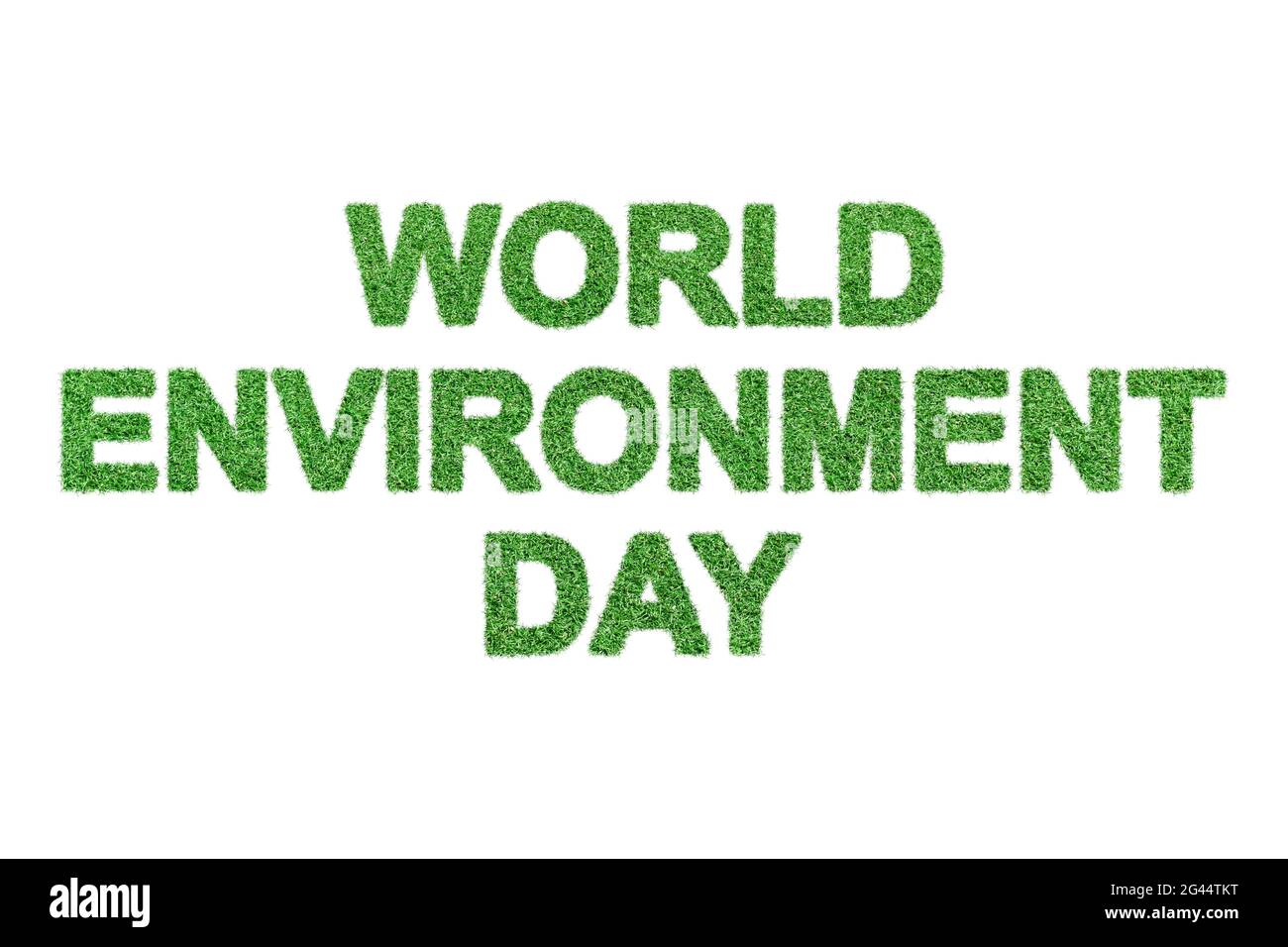 World Environment Day text, Alphabet made from green grass isolated on ...