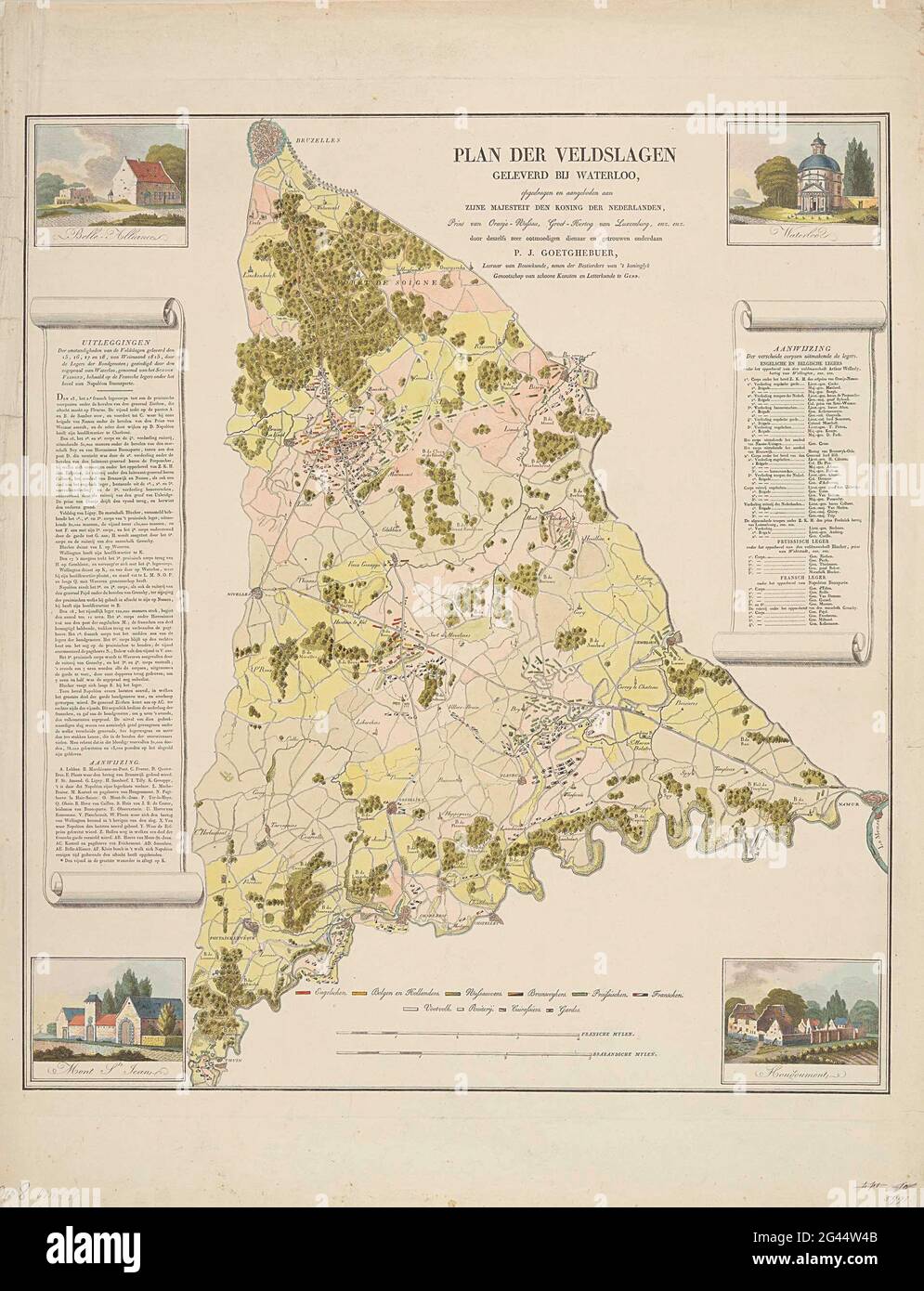 Map of the Strokes at Waterloo, 1815; Plan of battles delivered to ...