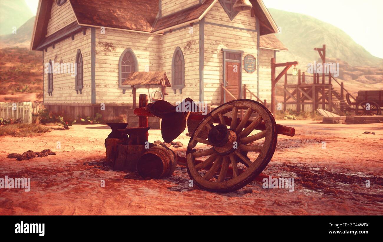 Old American wild western style town Stock Photo - Alamy