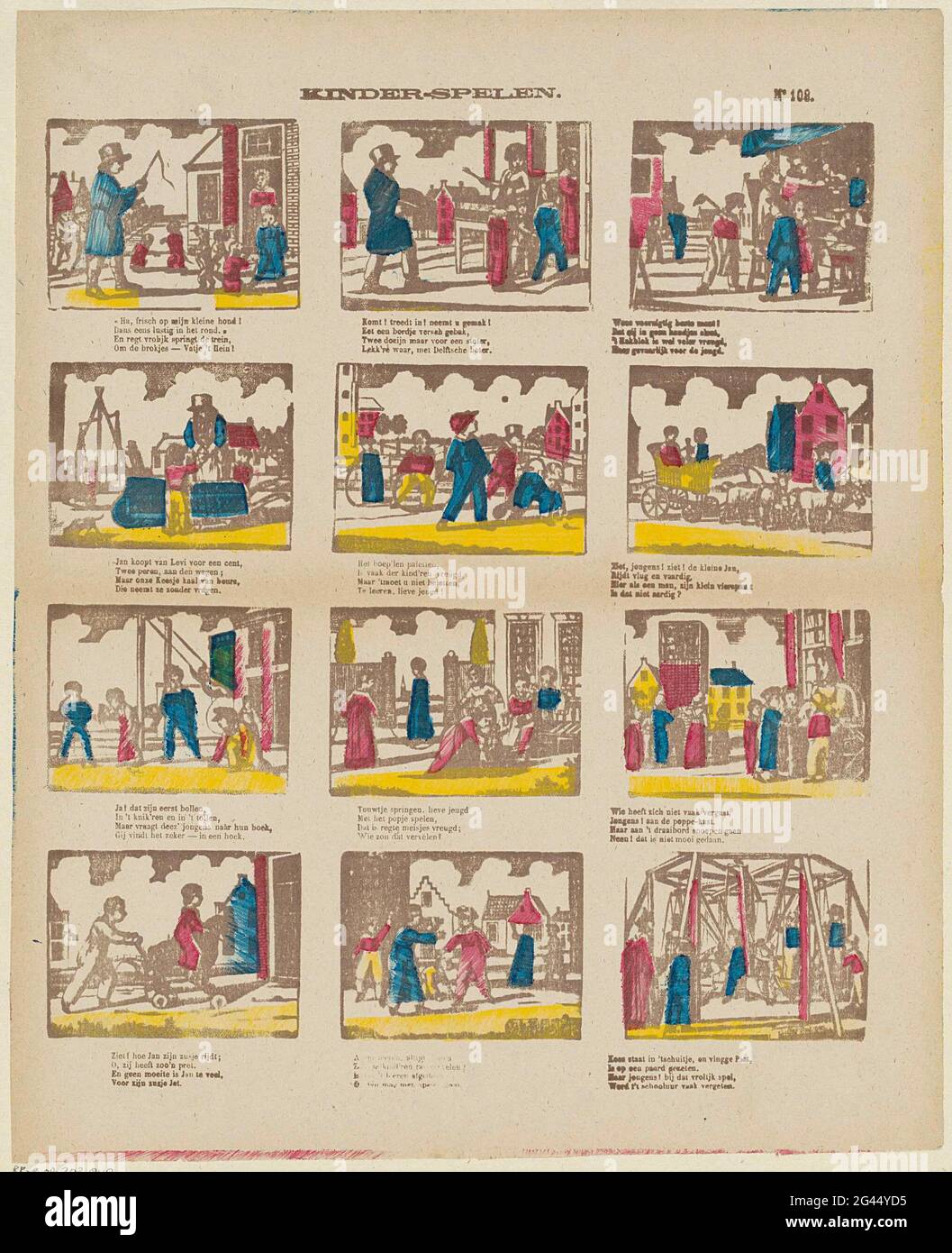 Children's play. Sheet with 12 performances of children's games and ...