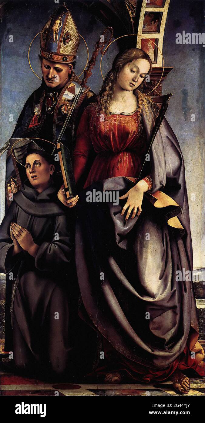 Luca Signorelli - St Augustine Altarpiece Right Wing 1498 Stock Photo ...