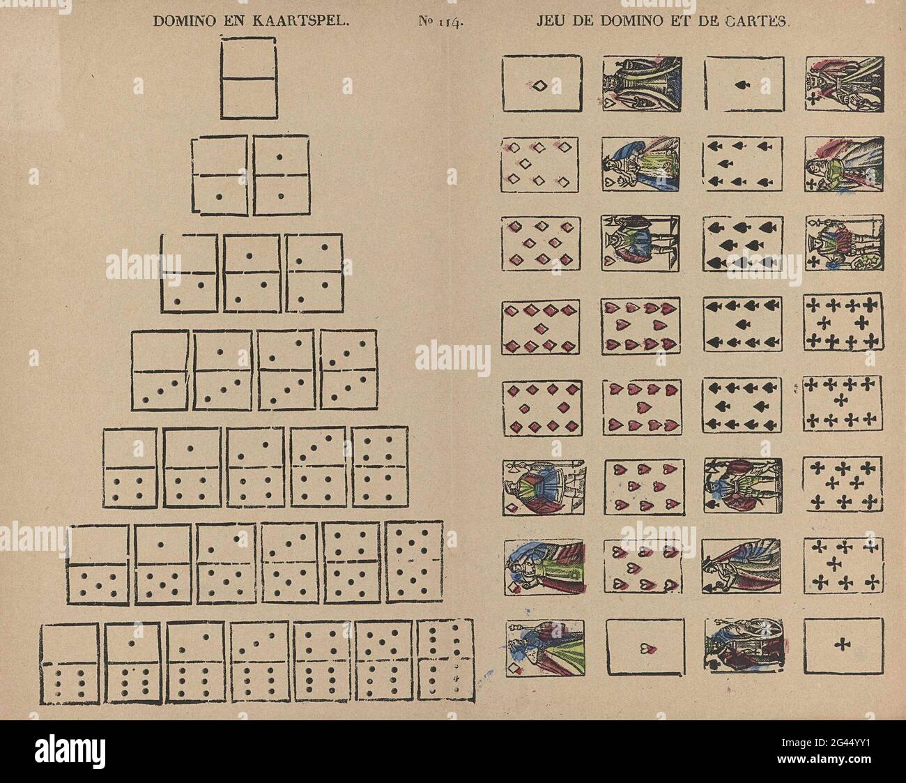 Domino and card game / Jeu de Domino et the Cartes. Sheet with 32 ...