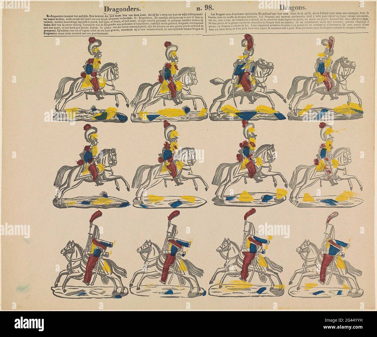Drag locks / Dragons. Leaf with 3 horizontal rows with representations ...
