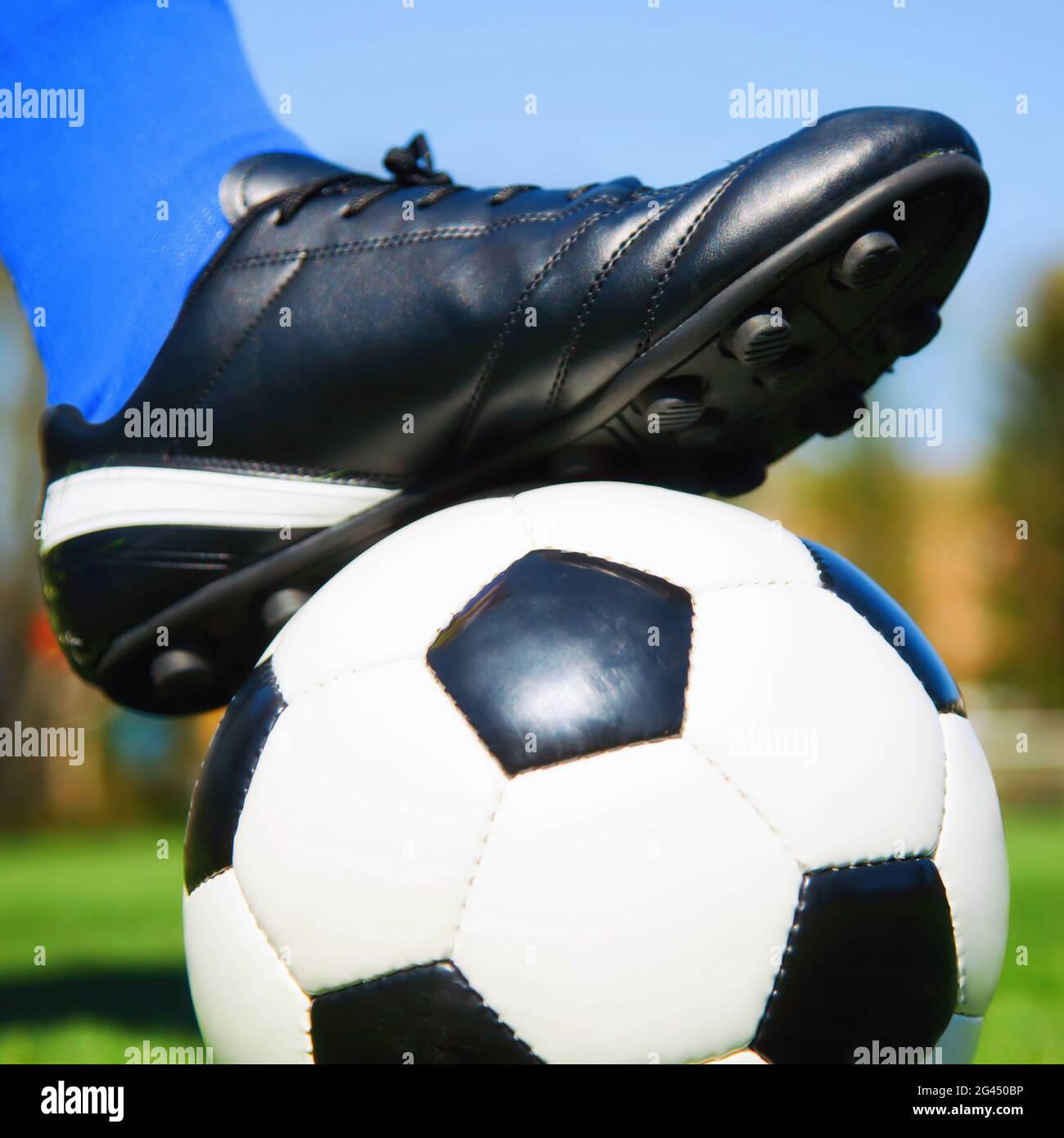 Soccer ball on green playground. Soccer concept Stock Photo - Alamy
