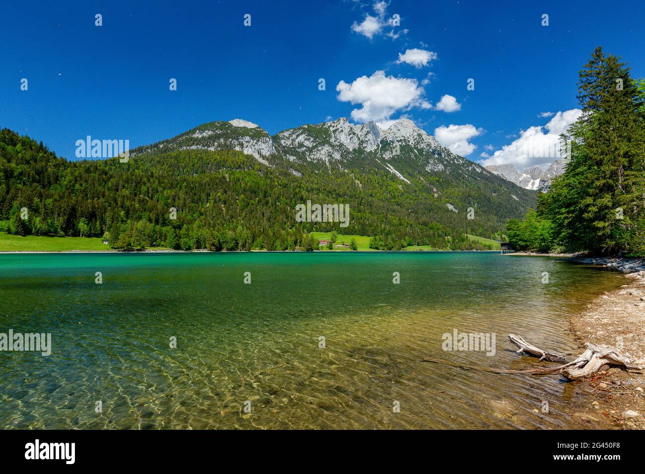 Hintersteinersee with a view of the Wilder Kaiser, Kaiser Mountains ...