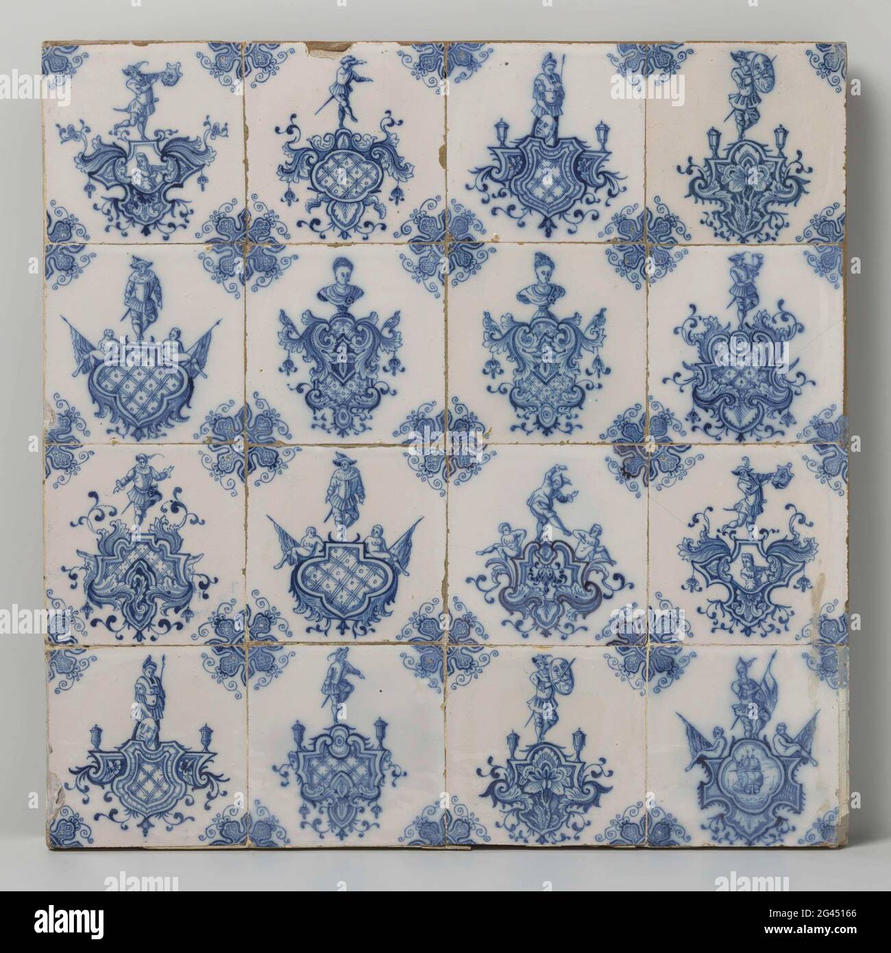 Field of sixteen tiles. Field of sixteen tiles (4 x 4) each with a blue ...