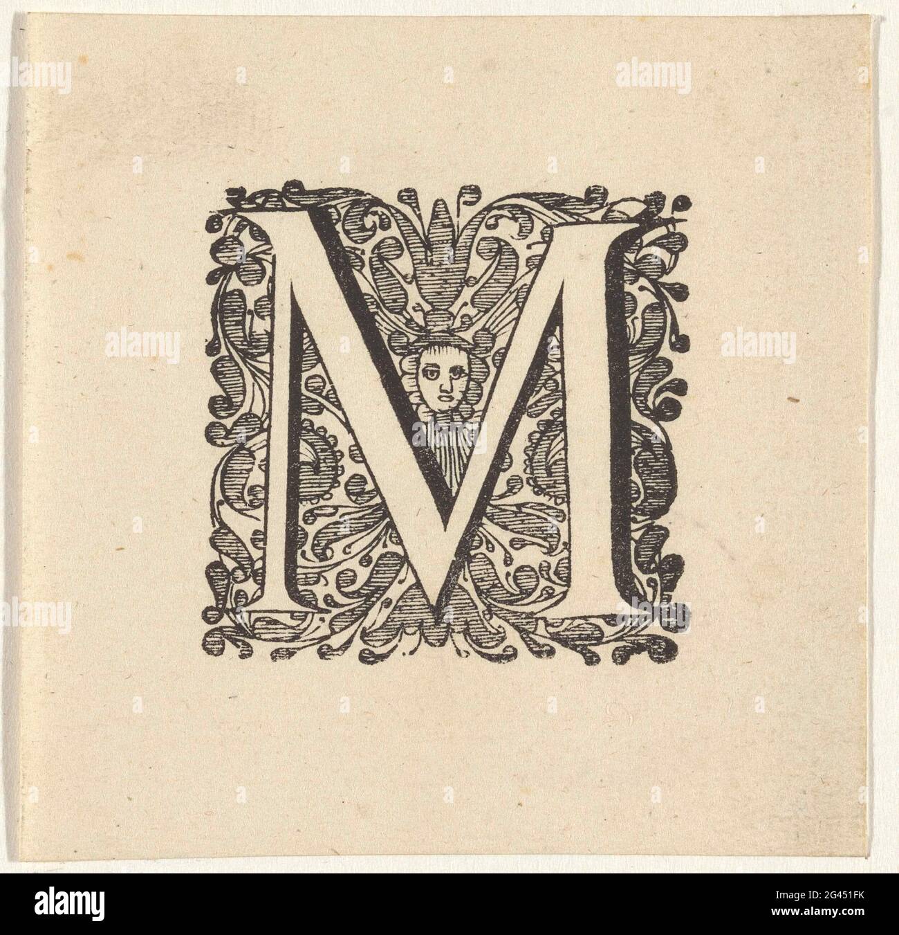 Letter M in a frame with a face Stock Photo - Alamy