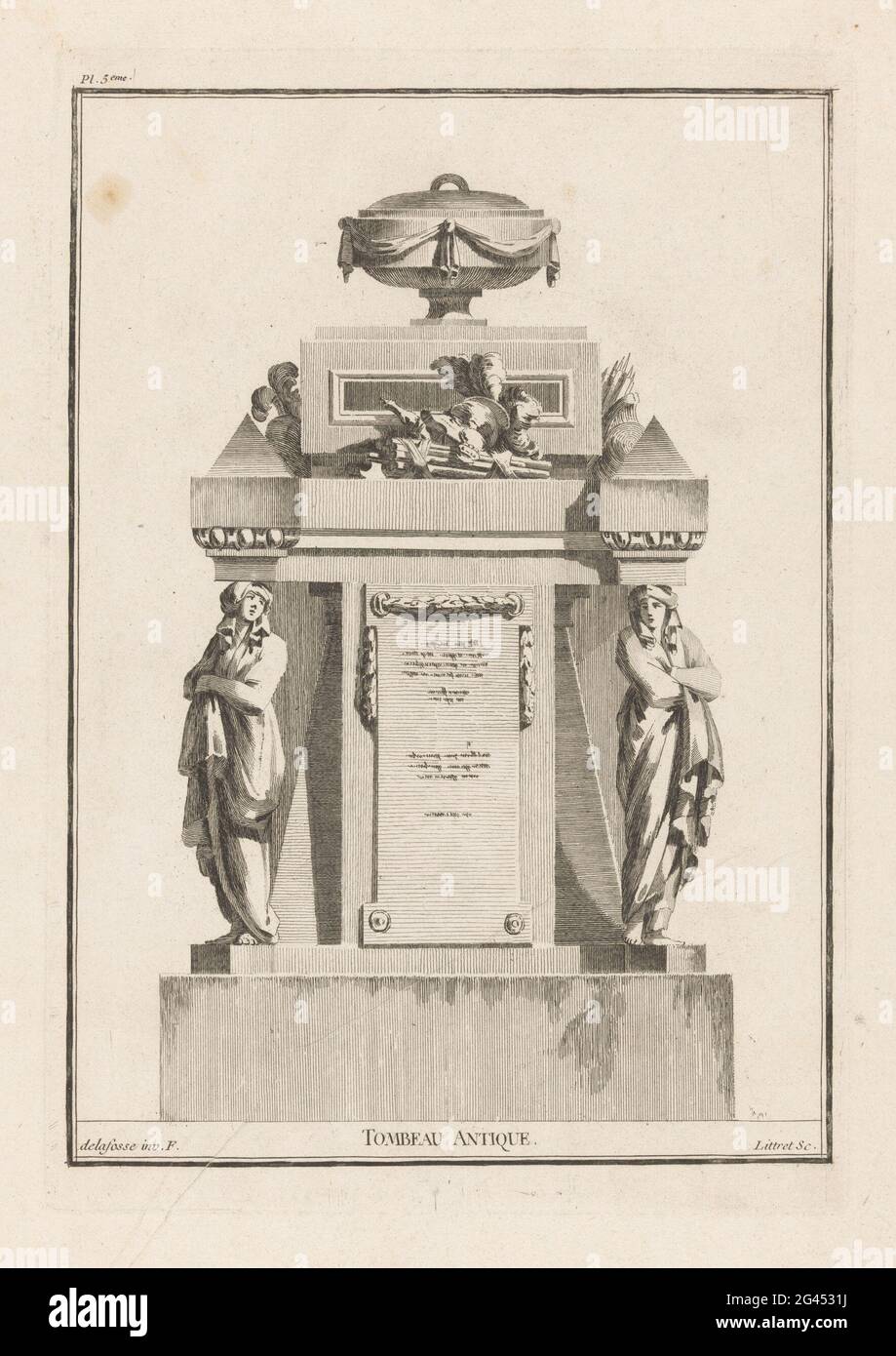 Tomb with Kariatides and vase; U Tombeau antique; Iie Volume de l ...