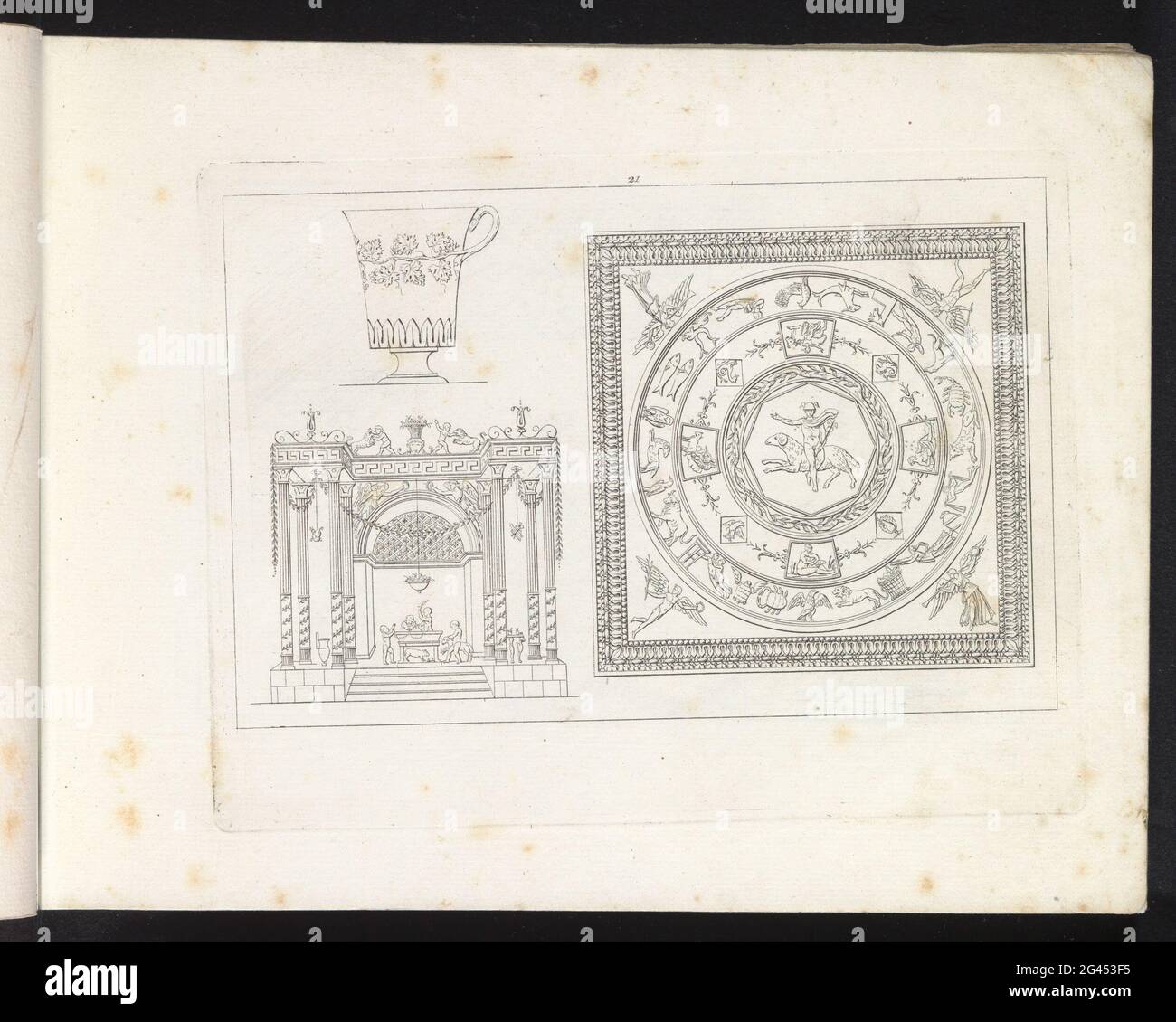 Vase, panel with Mercury and an ornamental altar room; Designs for ...