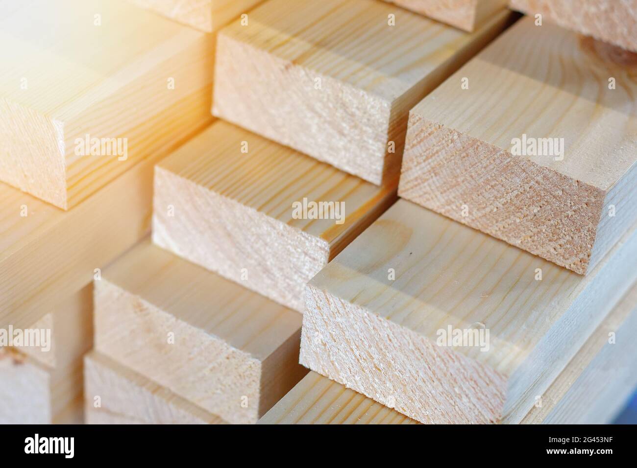 New planed wooden planks close-up. Advertising photo of construction ...