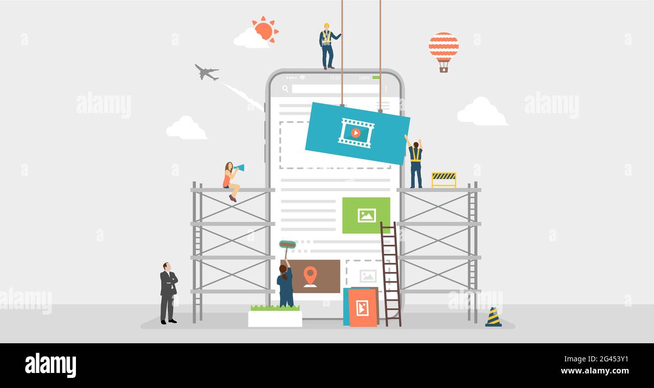 Mobile web development concept vector banner illustration Stock Vector ...