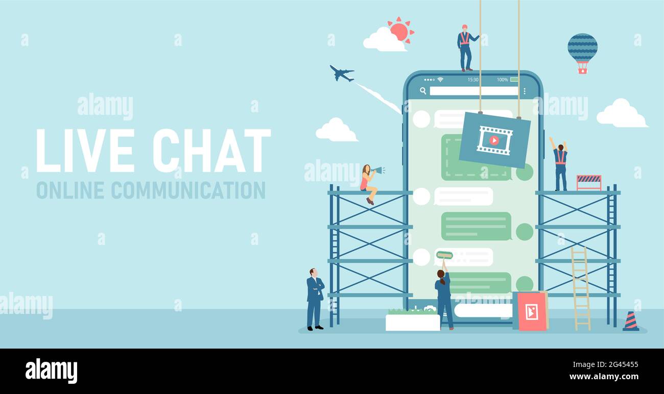 Mobile chat apps concept vector banner illustration Stock Vector Image ...